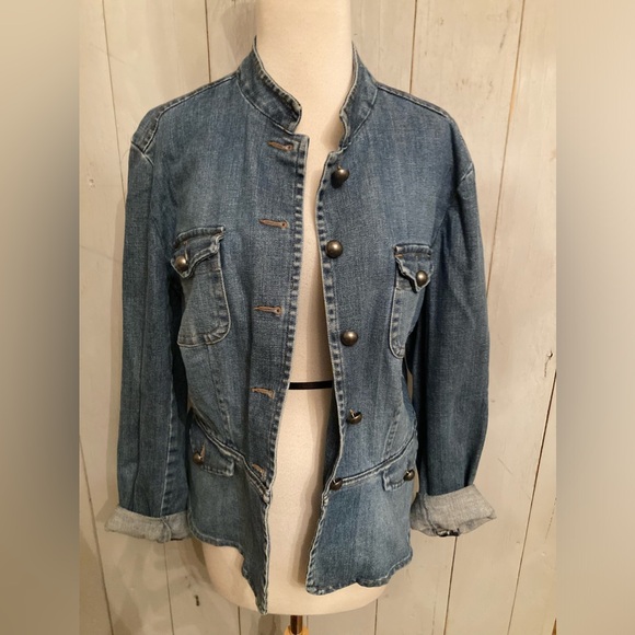 Talbots | Jackets & Coats | Talbots Stretch Peplum Jean Military Jacket ...